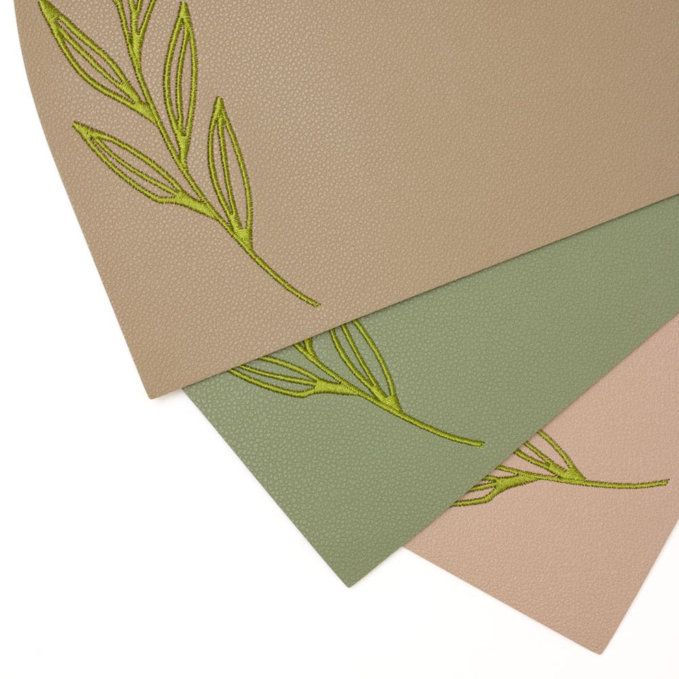 Eucalyptus Embroidered Leatherette Placemat - Set of 4 – Kinor